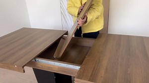 Henf 7 Pieces Extendable Dining Table Set for 6, 63"-79" Rectangle Dining Room Table and 6 Orange Tufted Chairs Set for 6, Modern Large Expandable Kitchen Table with Black Double Columns Base