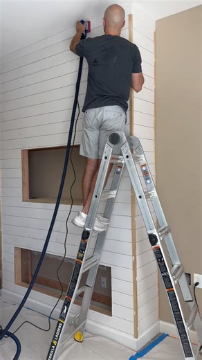 One of the best purchases I have ever made! This sander/vacuum combo has been a game changer. Almost no dust, my team doesn’t hate me (we used to do this by hand, some jobs over 1,000 nail holes 😂) and we can get a perfect finish in a fraction of the time! . No, I’m not paid by @surfprepsanding, but they did pickup the phone when I reached out to ask about sanding and dust extraction options, and walked me through what would be best for me, and helped me get into this 3x4 Sander and POV-8 Vacuu