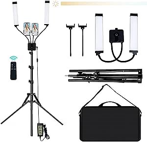 Lash Light for Eyelash Extensions, 5800LM Lash Lamp with Adjustable Tripod & Phone Holde for Selfie, Video Recording,3 Color Dual Arm Floor Lighting for Esthetician Makeup Tattoo