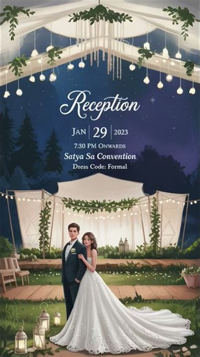 💍 Reception Invitation Card | Canva Editable Design | Wedding Card Template
