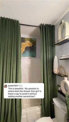 Designed From the Heart: Elegant Interiors & Custom Drapery on Instagram: "Shower curtain struggles solved! Using one rod makes all the difference, trust me! I used the shower curtain hooks and placed them in between the grommets. This is honestly the only time I like using curtains with grommets. #showercurtain #bathroom #bathroomhacks #homestyling #homeinspo"