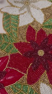 Handmade Beaded Floral Table Runner: Christmas Poinsettia Decor (13x36 Inch) - Etsy