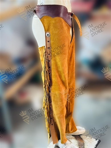 Men's Suede Leather Cowboy Chaps: Handmade Western Fringe Riding Pants - Etsy