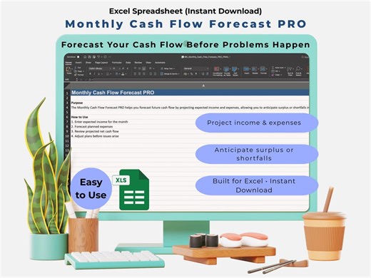Monthly Cash Flow Forecast PRO | Excel Income & Expense Planner (digital Download) - Etsy