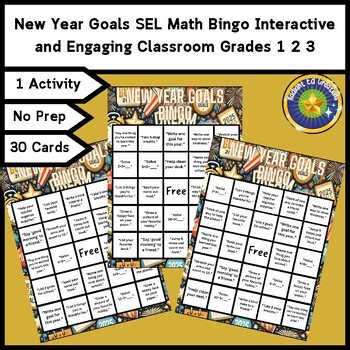 New Year Goals Resolution Activities SEL Math Bingo Growth Mental Behavior ESL