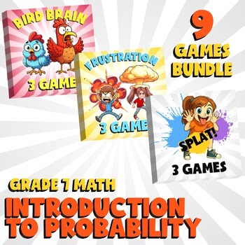 9 No Prep Math Games Bundle A - Introduction to Probability - Grade 7 Review