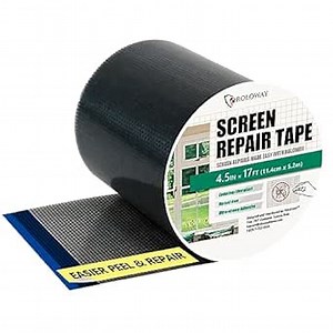 ROLOWAY Screen Repair Kit, 4.5 in x 17 Feet (204 inch) Window Screen Repair Tape, Fiberglass Screen Patch Repair Kit for Window or Door, Screen Door Repair Kit, Screen Tape Mesh Repair (Black)