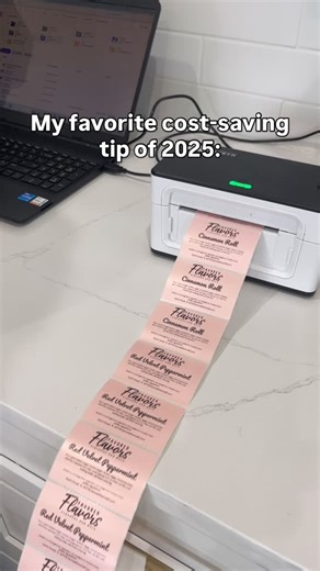 FavoredFlavors Cupcakes & More on Instagram: "Canva and my thermal printer were the hardest working employees of 2025 🤣 Seriously! I took my label cost from about 25 cents per label to less than 2 cents just by learning how to use a thermal printer, and it saved me so much money! I’m not a designer. I’m not an artist. But I was still able to figure out how to design my own labels and keep a consistent look across everything using Canva and it makes sense for so several reasons. They make therma