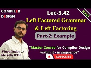 L3.42 | Example: Left Factoring in Compiler Design | Left Factored Grammar