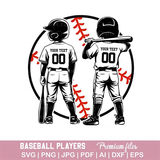 Two Baseball Kids Players Svg, Baseball Season Svg, Baseball Shirt Svg, Personalized Baseball Name Svg, Custom Baseball Svg, Cricut Files - Etsy