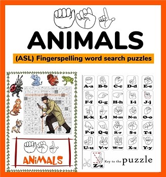 word find - ASL Fingerspelling Word Search Puzzles - Animals names