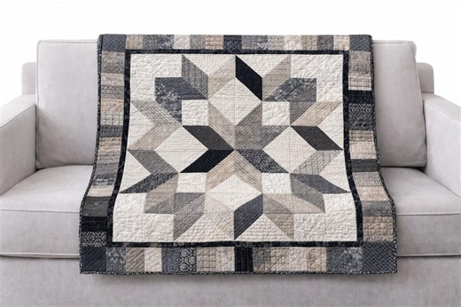 Hand Made Quilt With Carpenter Star for Modern Decor and Gifts - Etsy