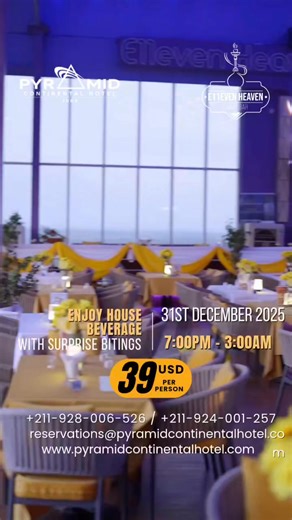 New Year Dj Party at E11even Heaven Sky Bar for 39USD #SouthSudan #FestiveFeast #newyear #NewYear #newyearnewgoals #festivals | Pyramid Continental Hotel - Juba