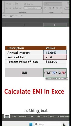 Calculate EMI in Excel in 30 Seconds