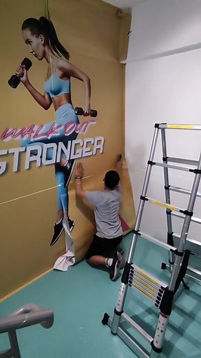 It says, Walk in Strong, Walk out Stronger 💪#fyp #designtok #oddlysatisfying #decals #howtotiktok #tiktokmalaysia #tiktokvideo #sticker #wallstickers #walldecals #creative #gym #gymmotivation #custommade #tiktok | Sticker PRO