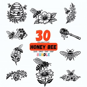 30 Honey Bee SVG Png DXF PDF Bundle for Cricut and Sublimation, Beehive Honeycomb Clipart, Floral Bee Vector, Bee Drawing Clip Art - Etsy Canada