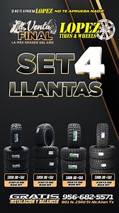 Venta Final  ¡VENTA FINAL en Lopez Tires & Wheels!   ¡La...