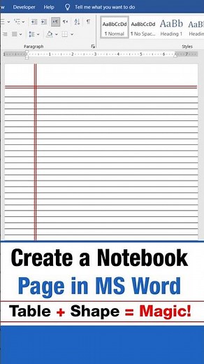 How to Make a Notebook Page in MS Word | Create Ruled Blank Copy using Table & Shape