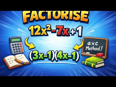 Factorise 12x² − 7x + 1 | Easy Trick | Quadratic Factorisation Method ‪@ManojPandeyEducator‬ #math #yt