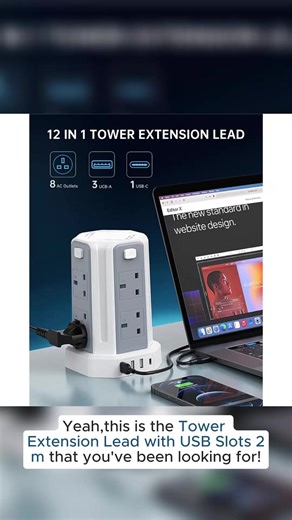Tower Extension Lead with USB Slots 2M, (13A 3250W) 4 USB Ports and 8 Way Extension Tower, Surge Protection Extension Lead with 4 Independent Control Switch, Extension Cable for Home, Office, Kitchen—shop now before our limited stock disappears!#techgadgets#gadgets#coolgadgets#tech#technology#techreview#techtok#unboxing#viral#fyp#homeoffice#desksetup#officesetup#homeofficedecor#workfromhome#desktour#organizedhome#productivity#homeupgrades#aesthetic#smarthome#homegadgets#kitchengadgets#smartgadge