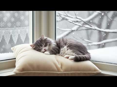 Calming Cat Music ❄️ | Gentle Snowfall & Soothing Sounds (1 Hour)
