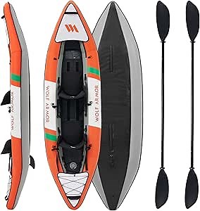 WOLF ARMOR Inflatable Recreational Touring Kayak with EVA Padded Seats, 2 Person Tandem inflatable Kayak with All the Accessories, Lake, River, and Ocean Kayaks Boat for Fishing, Travel, and Adventure