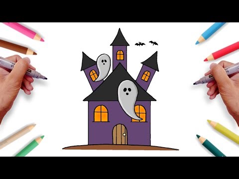 How to Draw Haunted House Easy Step-by-step | Halloween