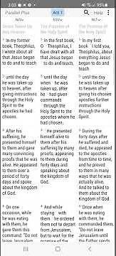 Additional settings in the offline PARALLEL PLUS® Bible-study app on Android