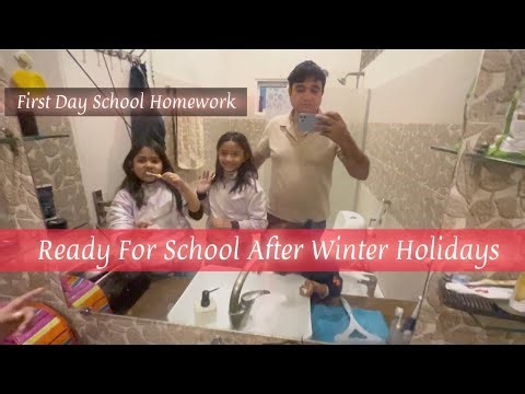 Getting Ready First Day of School After Winter Holidays & School Homework 