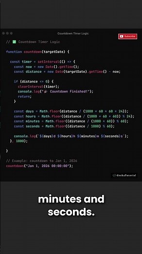 JavaScript Countdown Timer ⏳ | Build in 60 Seconds! #shortsfeed #shorts