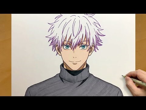 How to Draw Gojo Satoru Unmasked Full Face | Anime Drawing for Beginners