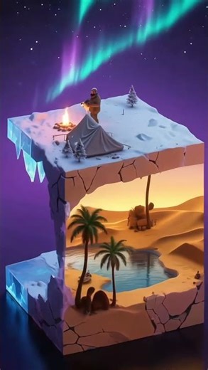 Oasis Cube Diorama with Camels and Aqueduct #youtubeshorts #shorts #dramaticlight