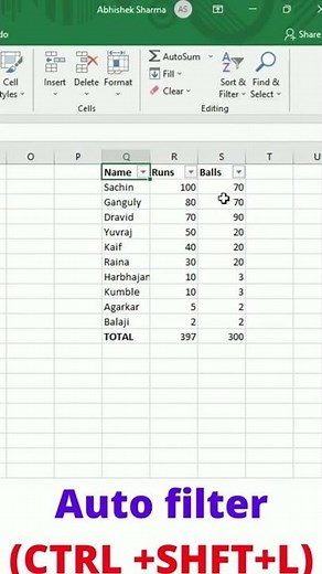 Auto filter in Excel
