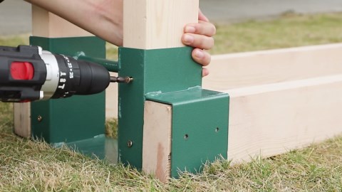 MOFEEZ Outdoor Firewood Log Storage Rack 2x4 Bracket Kit, Fireplace Wood Storage Holder, Adjustable to Any Length - Green, Two Bases