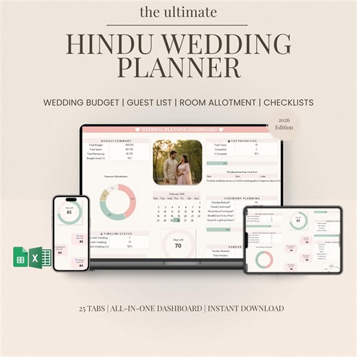 Hindu Wedding Planner Excel | Budget, Guest List, Checklist (digital Download 2026 Edition) - Etsy Canada