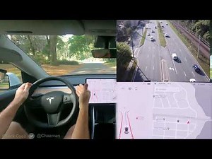 FSDBeta 8.2 - 2021.4.11.1 - 4K Drone View of Unprotected Left Turns with Forward Facing Traffic