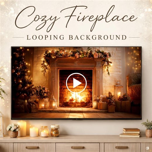 Christmas Fireplace Loop Video | Seamless Animated Background | Cozy Fireplace Virtual Background for Holiday Videos - Etsy