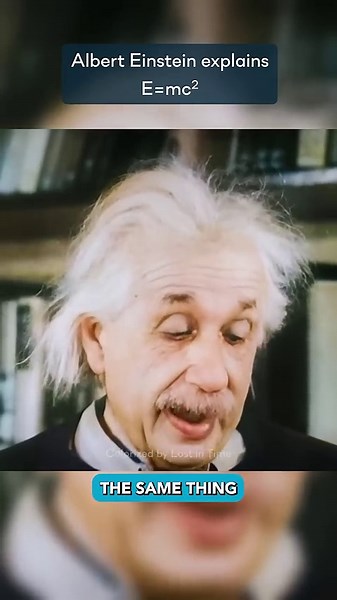 Albert Einstein explains the theory of relativity (E=mc²)