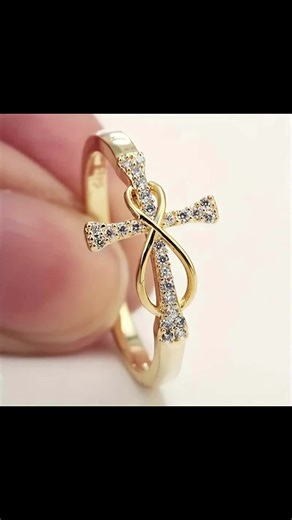 Zircon Cross Infinity Symbol Ring Jesus Twisted Line Ring Couple Jewelry Men and Women Anniversary Gift Suitable for Party