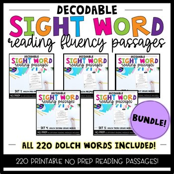 Dolch Sight Word Fluency Reading Passages - Printable Stories - BUNDLE!