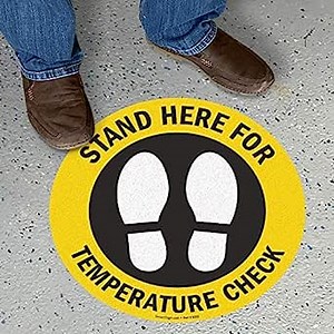 SmartSign “Stand Here for Temperature Check” Anti Slip Adhesive Floor Sign | 17" x 17"