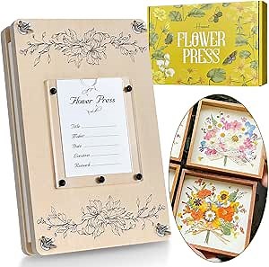 Happinit Extra Large Flower Press Kit, 11" x 7", 10 Layers Wooden Flower Pressing Kit with Lable Card, Flower Pressing Kit for Adults, DIY Pressed Flower Plant Preservation Kit