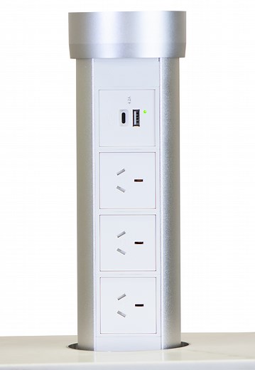 Point Pod Multi Pop Up Powerpoint 3 x Power 2 x USB Silver | PPM01