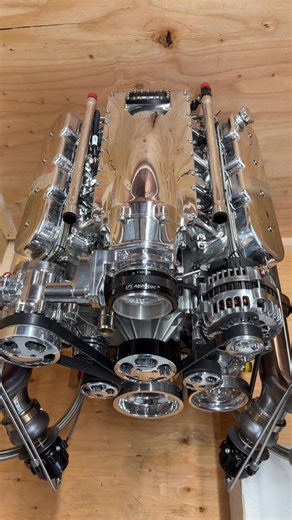 If you have a muscle car, we have a twin-turbo application for you. This particular engine is our fully show-polished 1,700 HP daily-driver 427. This package is extremely complete—full accessory drive, all stainless line work, headers built to fit your specific application, and an optional fully built transmission with a matching billet torque converter. This is a true twin-turbo package that’s been engineered and refined over years of real-world development. If you’re ready to step into a serio