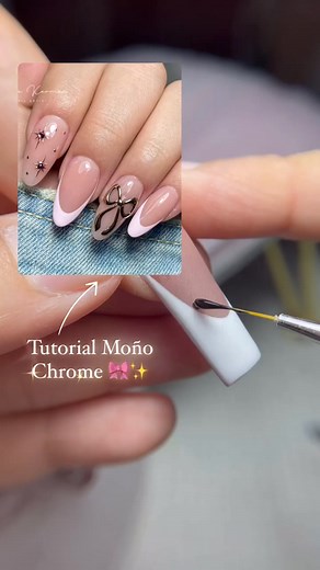 1.2K views · 5.5K reactions | Moñito chrome ✨✨✨ #nails #moño #viral #reels | DG Storee | Facebook