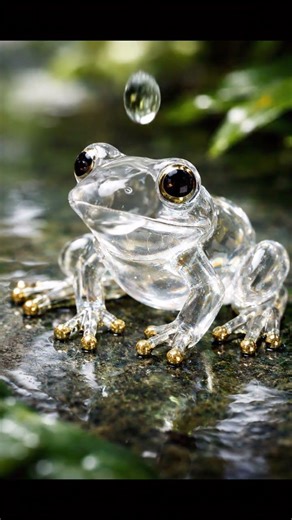 Transparent Glass Frog ASMR 🐸💧 | Relaxing Water Drops
