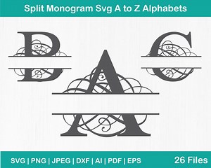 Split Letter Monogram SVG Bundle: A-Z Alphabet Cut Files (digital Download - Etsy Canada