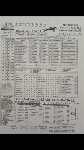 15K views · 190 reactions | programme Quinté samedi 18 octobre 2025 ✌️✌️ #pmu #equidia #pmucourses #Quinté #zeturf | Pro turf | Facebook