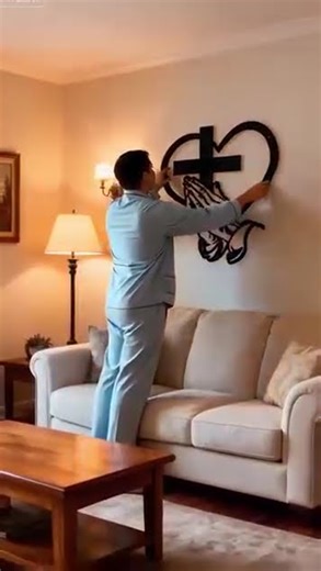 ❤️Κομψή μεταλλική χριστιανική διακόσμηση τοίχου με προσευχή και σταυρό