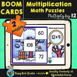 3RD GRADE BEGINNING MULTIPLICATION FACTS BOOM CARD HIDDEN PICTURE MULTIPLY BY 12